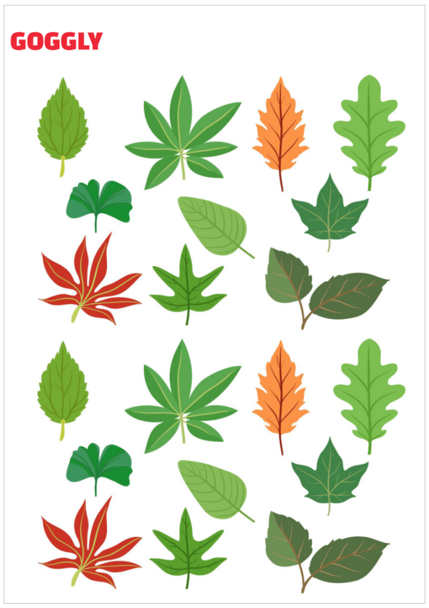 Leaves - 20 x Edible Fondant Icing Clip Art Leaves Set 001 – Goggly